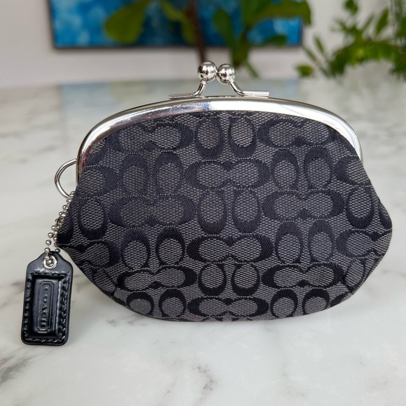 Coach | Bags | Coach Mini Signature Kisslock Frame Pouch Coin Purse ...